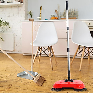 Non Electric Vacuum - Hand Broom | Handle for Cleaning Pet Hair | Adjustable Handle Handheld Broom | Handle Broom for Home Kitchen Lobby Floor, Bluish Green