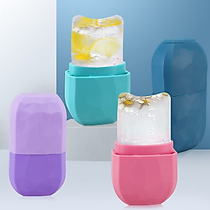 Ice Roller for Face and Eye, Gua Sha Face Massage, Facial Beauty Ice Roller, Silicone Ice Mold for Face Beauty (Pink)