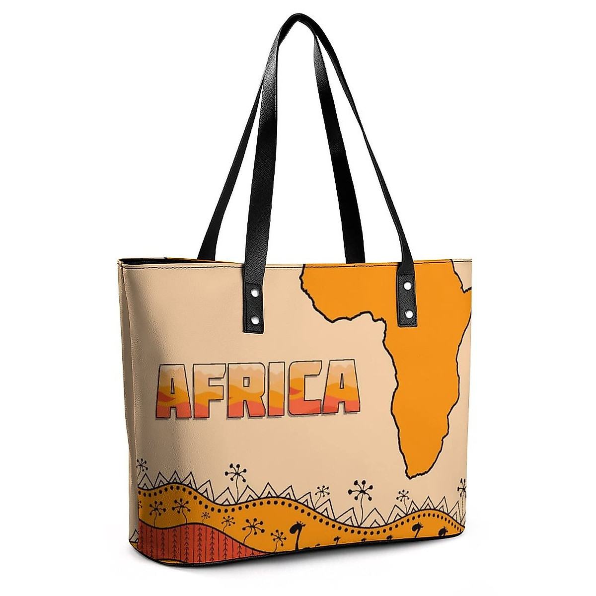 Womens Handbag African Map Leather Tote Bag Top Handle Satchel Bags For Lady