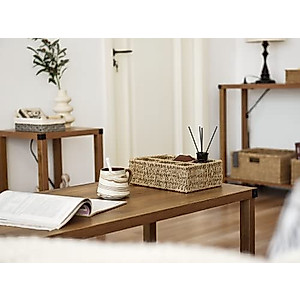 StorageWorks Tea Bag Organizers, Small Wicker Baskets with 6 Sections, Coffee and Tea Organizers for Coffee Bar, Shelves, Countertop, Seagrass Baskets for Organizing, 2Pack