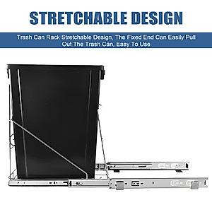 NICVSLEC Adjustable Under-Sink Trash Can, Chrome Steel, 100-Pound Capacity, Pull-Out Slide, Fits 7-11 Gallon Bins