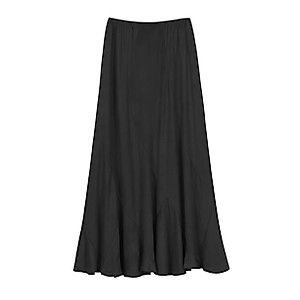Urban CoCo Women's Vintage Elastic Waist A-Line Long Midi Skirt (2XL, Black)