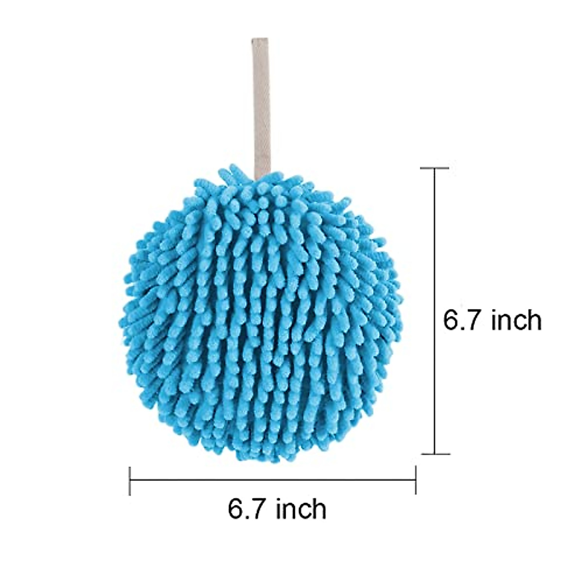 Emivery 3 Pack Chenille Hand Towels Soft Absorbent Microfiber Hanging Ball Towel Bathroom Kitchen Hand Drying Towels Wipe Cleaning