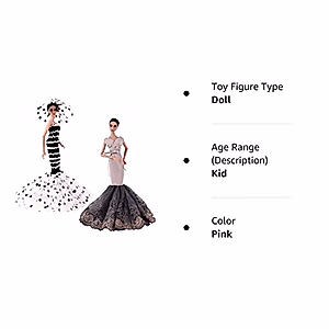 QUEBAN Doll Dress Handmade Wedding Gowns Evening Party Skirt Exclusive Clothes for 11.5 Inch Girl Dolls,Gift for Kids 3 to 8 Years Old(2 PCS,Pink)