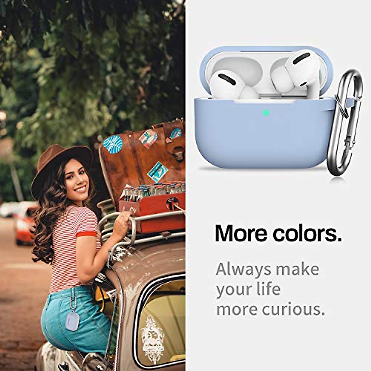 [Bundle] GMUDA for AirPods Pro Case & AirPods 3rd Generation Case(2021), Protective Silicone Cover with Keychain, Front LED Visible
