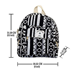 Generic Set Of Mini Backpack Pen case Coin Purse Hemp University Light Weight Backpack For Girl Black and White Small Small Backack