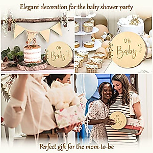 STOFINITY Baby Shower Guest Book Alternatives - Baby Shower Sign in Guest Book, Baby Shower Book Guest for Girl Boy, Oh Baby Guest Advice Book with Blank Pages, Wood Guestbook Keepsake Gift for Mom