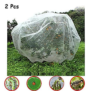 Aphrolin Plant Cover Bags, 4.6X 3.4 Feet Reusable Thicken Encrypted Garden Netting Mesh with Drawstring, Fruit Tree Plant Protect Netting, Plant Cover for Pest, Insect Bird Barrier Netting (2 Pcs)