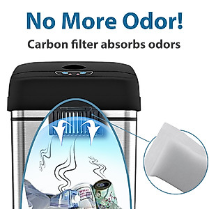 SensorCan Automatic 13 Gallon Touchless Sensor Trash Can, Power AC Adapter