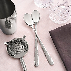 Hudson Essentials Hammered Iced Tea Spoons, 18/10 Stainless Steel Long Handle Spoons for Stirring Cocktails, Tea, Coffee, Set of 6 - Bergamo