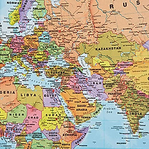 Maps International - Large World Map – Wall Map Poster With Flags – Laminated - 23 x 33