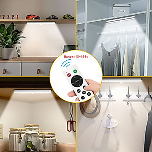Remote Control Under Cabinet Lighting Wireless 6 Pack, 20-LED Dimmable Closet Lights Rechargeable Under Counter Light, Stick on Touch Night Light Strip Bar for Kitchen Stairway Bedroom, 3 Colors