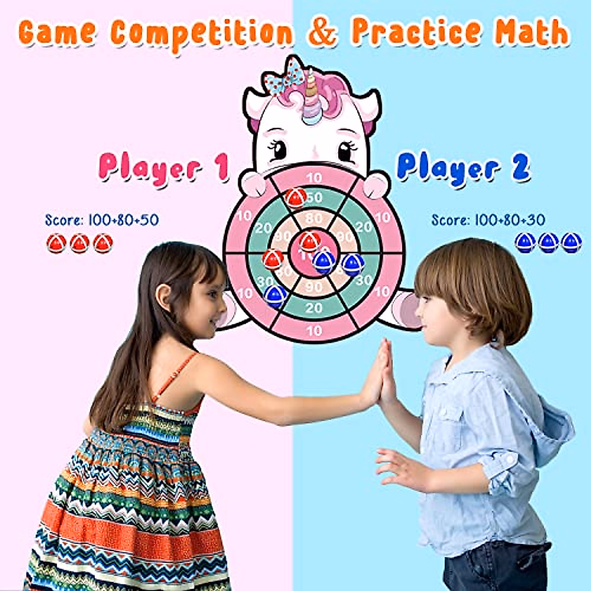 Toys for Girls, 25" Large Unicorn Dart Board Game for Kids, Party Games Girls Toys Age 3-12, Easter Basket Stuffers Christmas Birthday Gifts for 6-10 Year Old Girls, Toddler Outdoor Toys-12 Balls