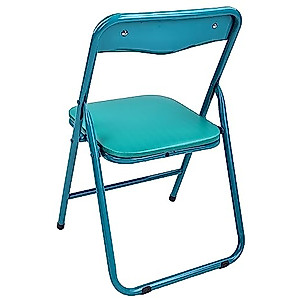 Signature Pack of 2 (Fabric/Vinyl) Steel Frame Metal Foam Padded Folding Chairs for Kids, Green and Red