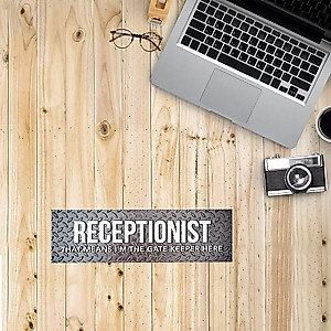 Andaz Press Funny Office Desk Plate, Gate Keeper Acrylic Plate for Home, Desk, Front Desk Receptionist, Secretary, Work, Co-Worker, Funny Nameplate Sign Decorations for Men Women, 8" X 2.5"