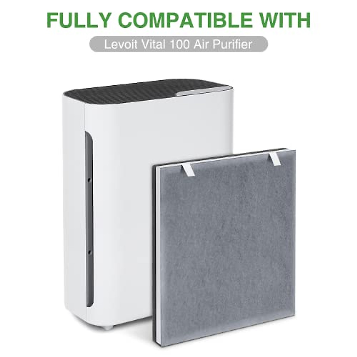 2 Pack Vital 100 True HEPA Replacement Filter Compatible with LEVOIT Vital 100 Air Purifier, 3-in-1 H13 Ture HEPA and High-Efficiency Activated Carbon Filters, Replace Part # Vital 100-RF