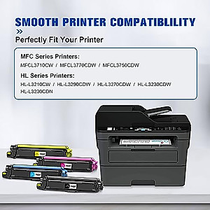 TN227 TN-227 Toner Cartridge Replacement for Brother TN-227 TN-223 TN227BK High Yield TN 227 TN 223 Compatible with HL-L3290CDW HL-L3210CW MFC-L3750CDW MFC-L3710CW Printer (BK, C, M, Y, 4 Pack)