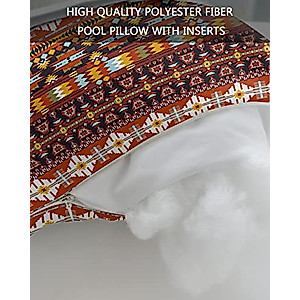 Recliner Head Pillow Ledge Loungers Chair Pillows with Insert Retro Abstract Symmetric Orange Totem Pattern Lumbar Pillow with Adjustable Strap Outdoor Waterproof Patio Pillows for Beach Pool, 2 PCS