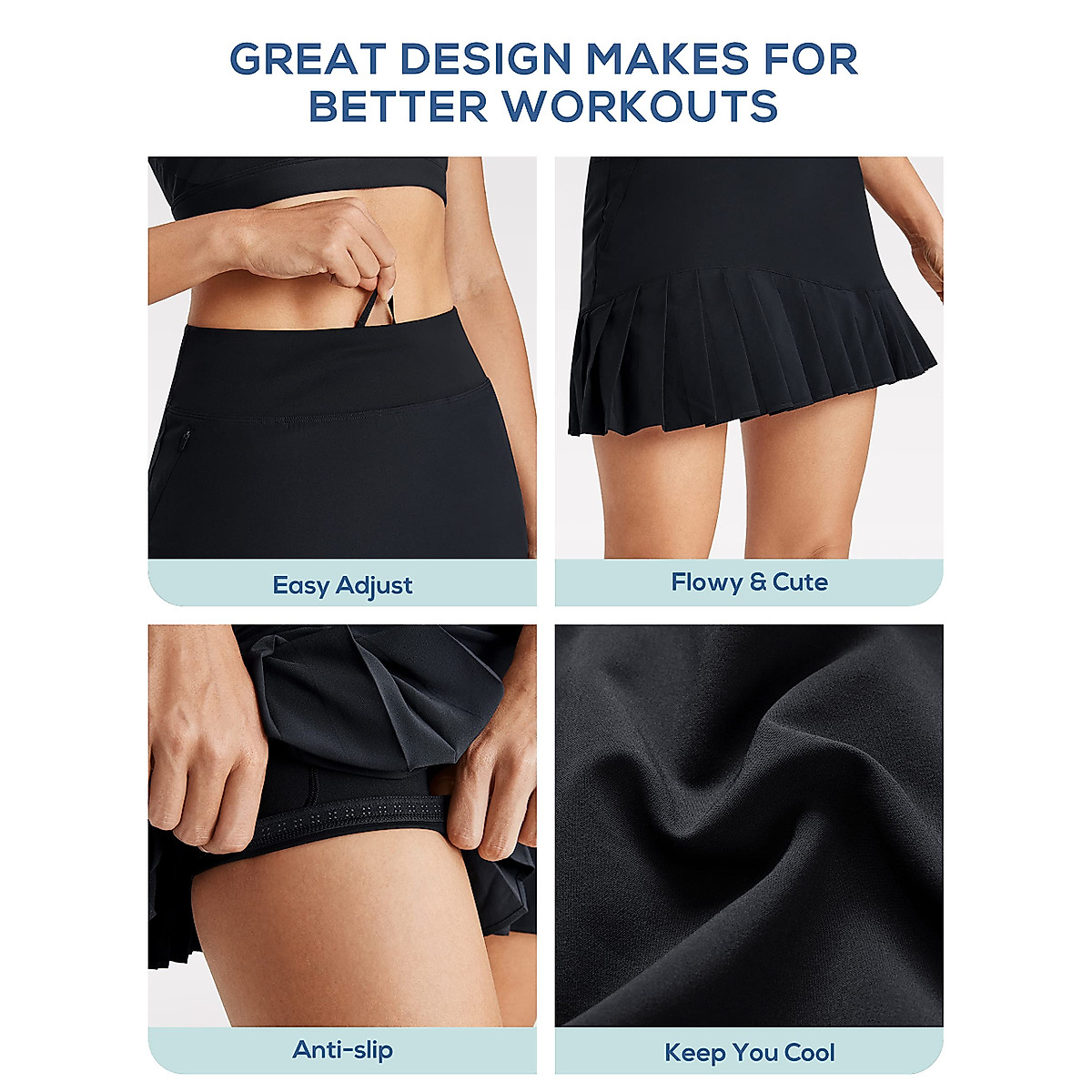 UNISSU Tennis Skirt Skorts Skirts for Women with 6 Pockets Pleated Golf High Waisted Summer Cute Athletic Workout Running White X-Small