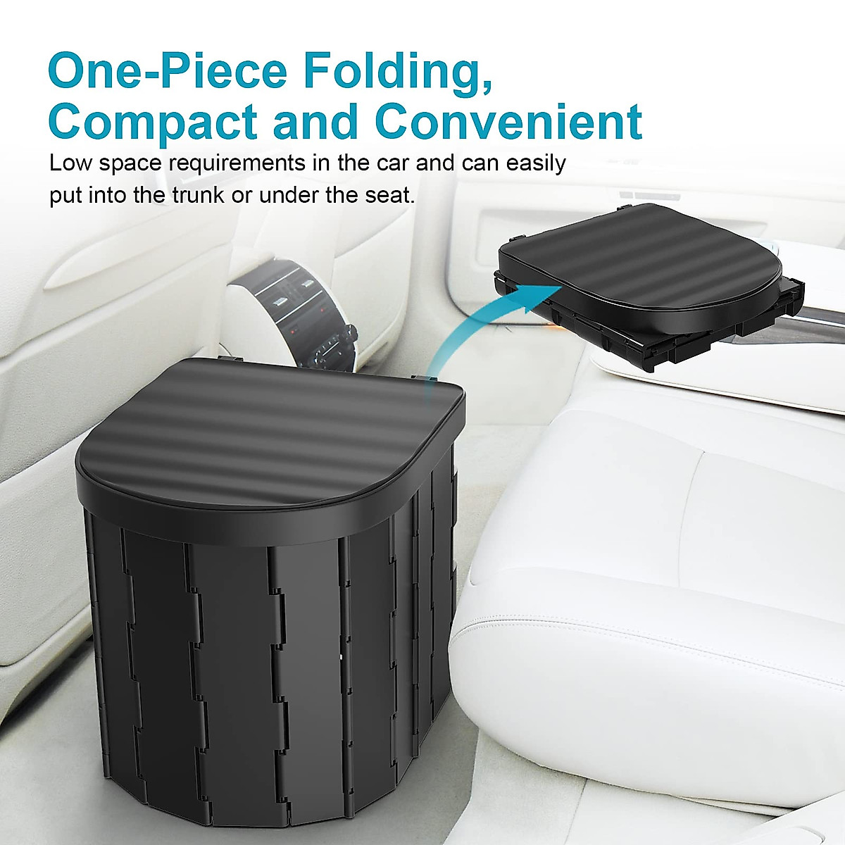 Teencci Portable Toilet for Camping, Portable Folding Camping Toilet with Lid, Portable Toilet for Adults, Outdoor Travel Toilet for Hiking, Camping, Boat, Car, Fishing, Beach