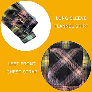 DEVIL KING Men's Hooded Flannel Shirts Jackets Casual Long Sleeve Lightweight Flannel Hoodie Rainbow