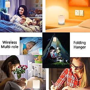 Portable Touch Bedside Nursery Lamp, Night Light,Rechargeable Camping Light, Dimmable Warm Light RGB Color Changing, USB Ports, Night Lights for Bedrooms Kids/Children/Girls, by Zapex 1001 White