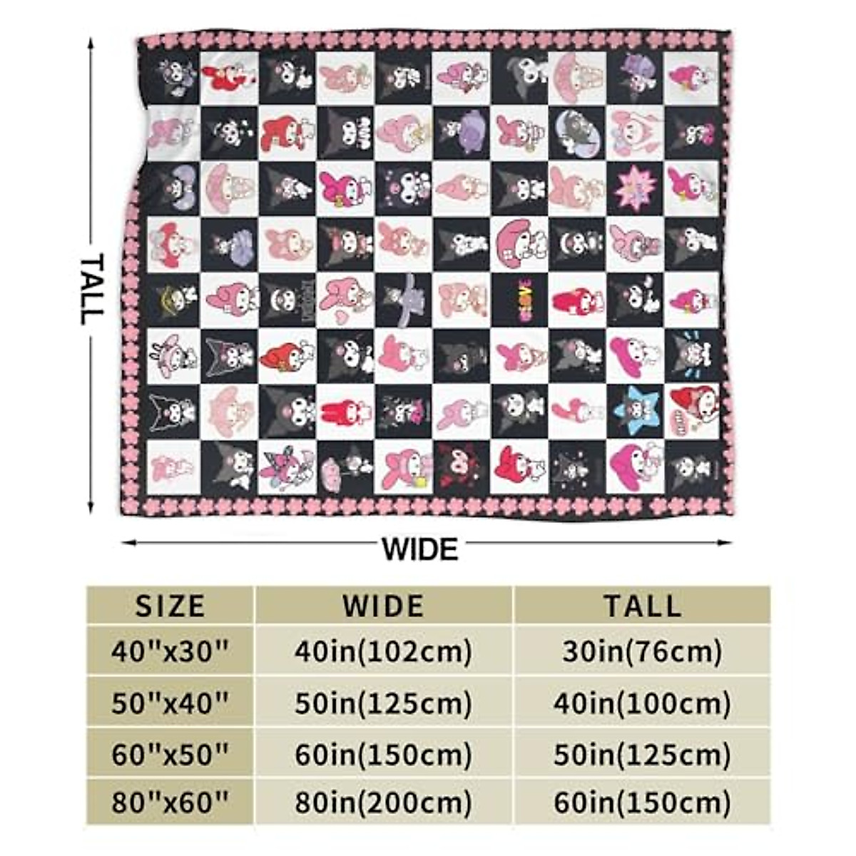 Kawaii Super Soft Blanket Cute Cartoon Blanket Plush Blanket All Season Flannel Fleece Blanket for Kids Adult Style 1-50“*40”
