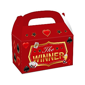 NA 12 Packs Poker Party Goodie Gift Boxes Casino Night Poker Game Theme Party Time Gift Boxes with handle for Birthday Party Decration Supplies