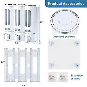 Nellyke Shampoo Dispensers for Shower Wall Mounted Soap Dispenser 3 Chambers Conditioner Body Wash Dispenser Set Clear with Glue(or Wall Mounted by Screws)，3 Chambers，White