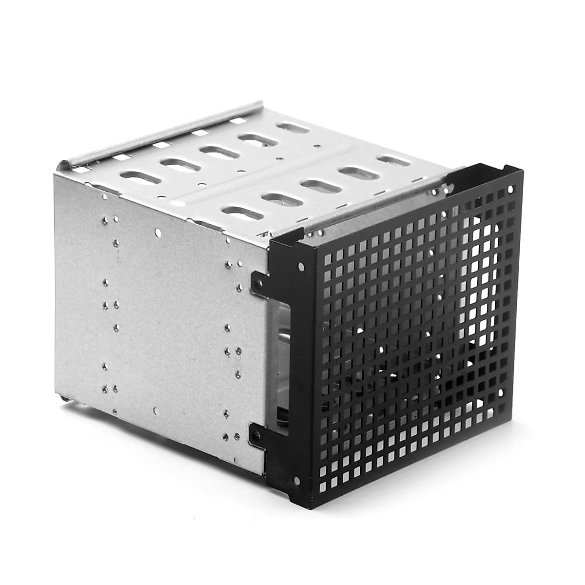 Abledance Storage Expansion Hard Drive Cage DIY Hard Drive Disk Cage Rack 5.25 Inch to 5X 3.5Inch Bracket with 12cm Fan, Silver (500239571)