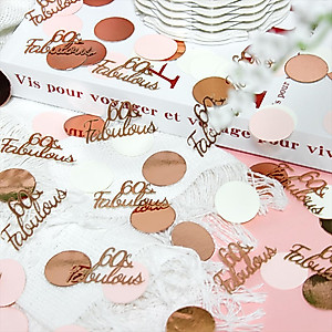 Rose Gold 60 and Fabulous Table Confetti 60th Birthday Decorations for Women,Happy Birthday/Wedding Anniversary Party Supplies 300PC