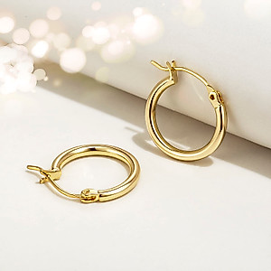 GIORGIA GIBBS 14K Gold Hoop Earrings for Women Trendy Well-polished Finish Round Fine Jewellery Brass with 14K Gold