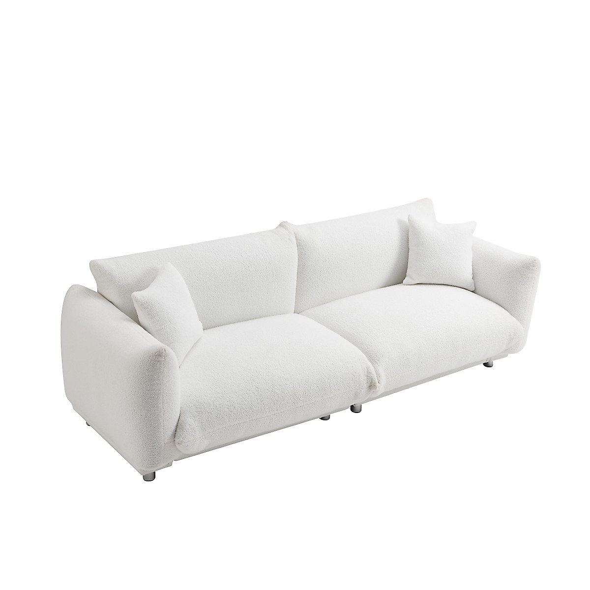 SZLIZCCC Sofa Couch for Living Room, 87.4 Inch Modern Upholstered Couch, Teddy Velvet Tufted Sofa, 3 Seat Sofa Big Comfy Couch Sofas for Livingroom, Comfy Couch Sofas for Office (White 85.4” Sofa)