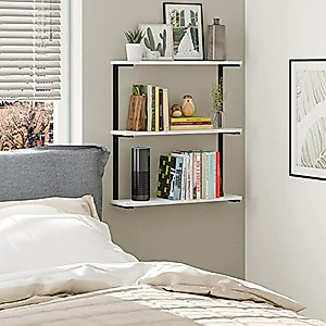 Wallniture Tivoli 24" Bathroom Shelves, Floating Shelves for Wall Decor, Wall Bookshelf Living Room Decor, Kitchen White Shelves for Wall, 3-Tier White Wall Shelves for Bedroom