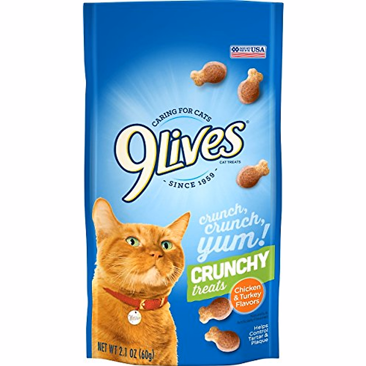 9Lives Crunchy Cat Treats, Chicken & Turkey Flavor, 2.1 Ounce Bag (Pack Of 12)