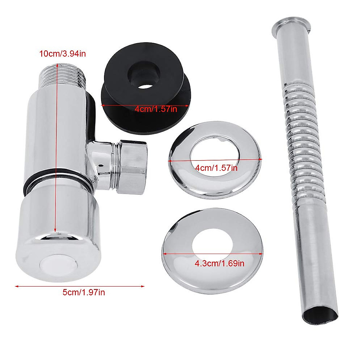 Urinal Flush Valve, Zinc Alloy Urinal Flush Valve, Closet Flush Valve, Metal Bidet T-Adapter with Shut-Off Valve, Hy-Brid Fiber-Polymer Reinforced Design, Hand Pressing Flushing Tool