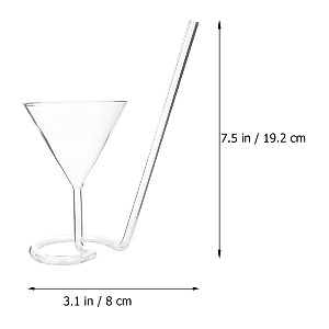 DOITOOL Spiral Cocktail Glass, Creative Vampire Filter Red Wine Glass, Long Tail Cocktail Straw Wine Glass Rotating Martini Glass, Transparent Red Wine Glass Wine Cup (Transparent) (2Pcs)