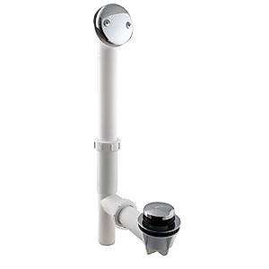 Westbrass Y593244CP White Tubular Tip-Toe Bath Waste and Overflow Assembly, Polished Chrome