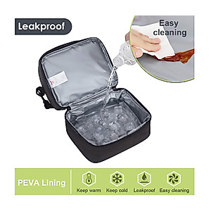 MIER 2 Compartment Kids Small Lunch Box Bag for Boys Girls Toddlers, Adult Leakproof Cooler Insulated Lunch Tote with Shoulder Strap (Dark Grey)