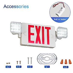 TANLUX Red Exit Sign with Emergency Lights, LED Emergency Exit Light with Battery Backup, UL Listed, AC 120/277V, Commercial Emergency Lights Combo for Business - 1 Pack