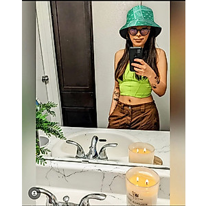 MEANBEAUTY Bucket Hat Cotton Style Unisex Fisherman Sun Hats for Men and Women Cashew Flower Outdoor Cap Beach Hat(Green)