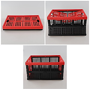 Ramddy 34 Quart Collapsible Storage Crate, Plastic Folding Basket Container Bins, 4 Pack