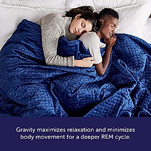 Gravity Blanket The Original Weighted Blanket for Adults, 35 lbs Navy 90"x90" with Washable Removable Microfiber Duvet Cover & Weighted Sleep Mask, Grey, 1 Pound, Better Rest & Sleep