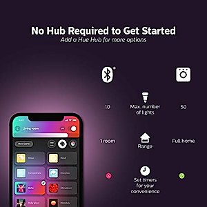 Philips Hue A19 LED Smart Bulb Starter Kit, 4 A19 Bulbs, 1 Hue Hub, Multi-color, 5 Piece Set
