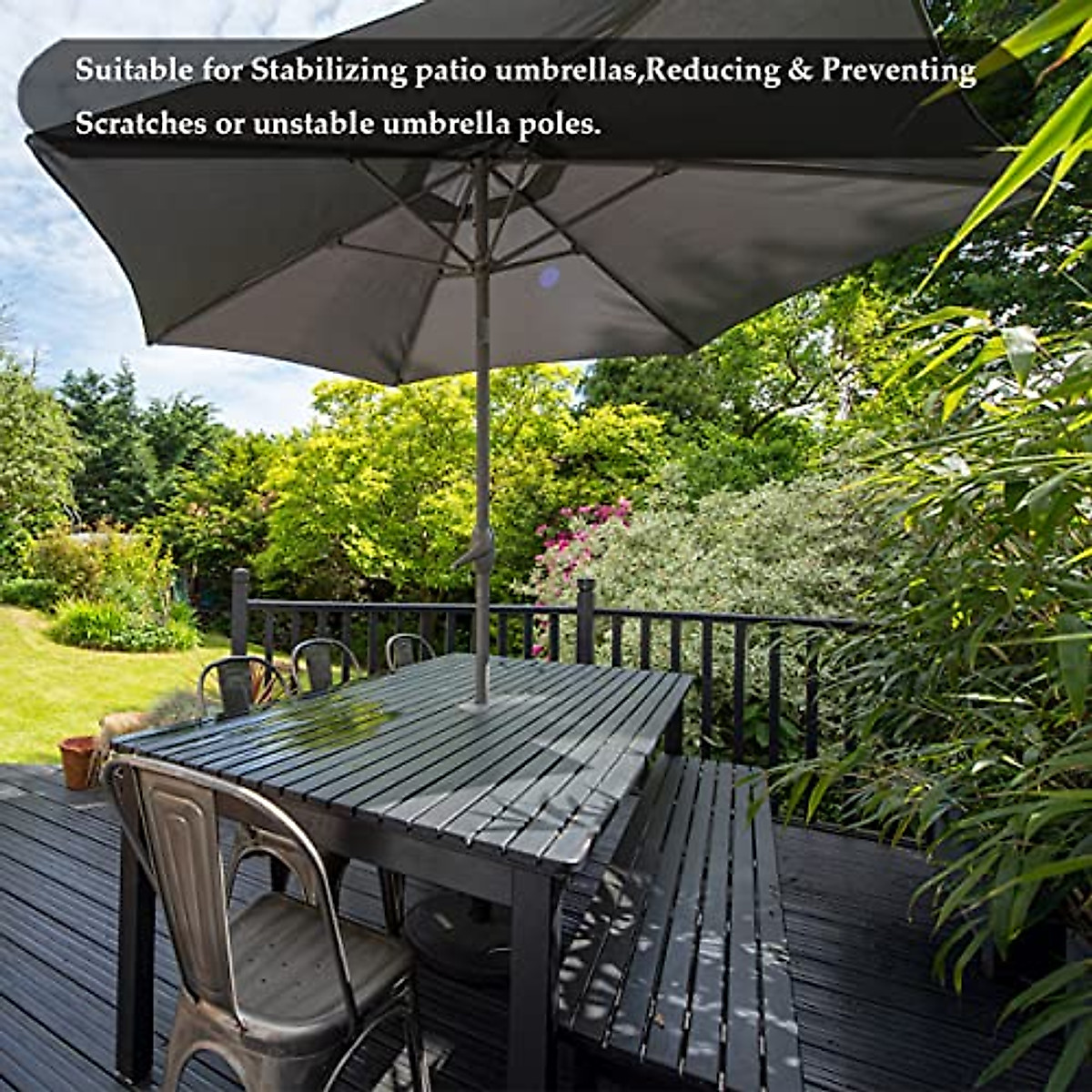 EHIOG Patio Table Umbrella Hole Ring and Cap Set, 2 Inch Silicone Transparent Umbrella Hole Ring Plug and Cap Set for Outdoor Patio Garden Beach Table Umbrella Plug (Black - 2 Set)