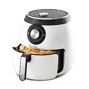 Dash DFAF455GBWH01 Deluxe Electric Air Fryer + Oven Cooker, White & DCB001AF Air Fryer Recipe Book for Healthier + Delicious Meals, Snacks & Desserts, Over 70+ Easy to Follow Guides, Cookbook