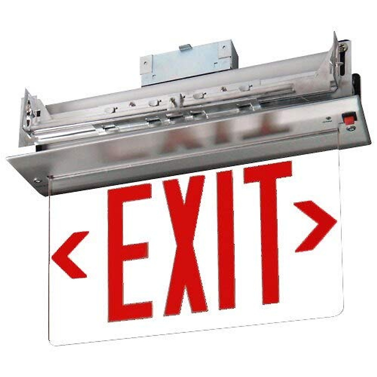 Recessed Red Edge Lit Exit Sign - Double Sided