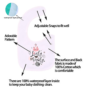 Maiwa 6 Pack Waterproof Cotton Baby Bibs for Girls Boys for Drooling Eating with Adjustable Snaps