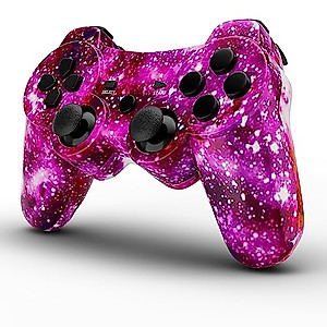 Kujian Controller for PS3, Wireless Controller for Playstation 3 Double Shock Joystick Gaming Controller with Charging Cord (Galaxy)