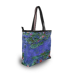 Women's Tote Shoulder Bag Claude Monet Water Lilies Top Handle Bag Handbag